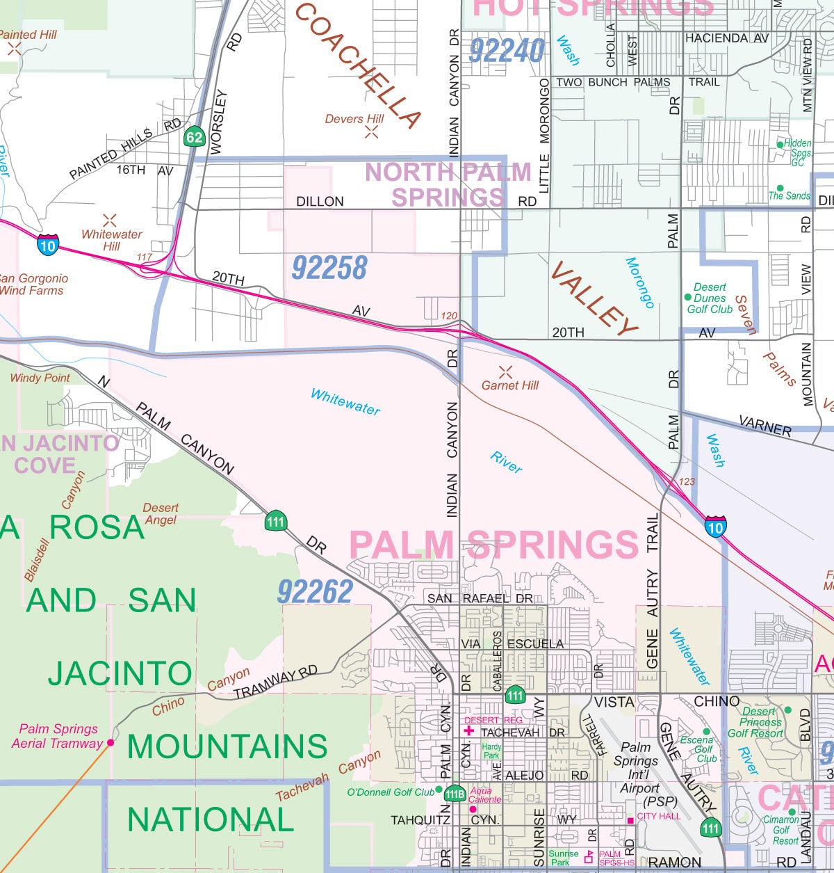 The Inland Empire Detailed Region Wall Map | Metro Maps