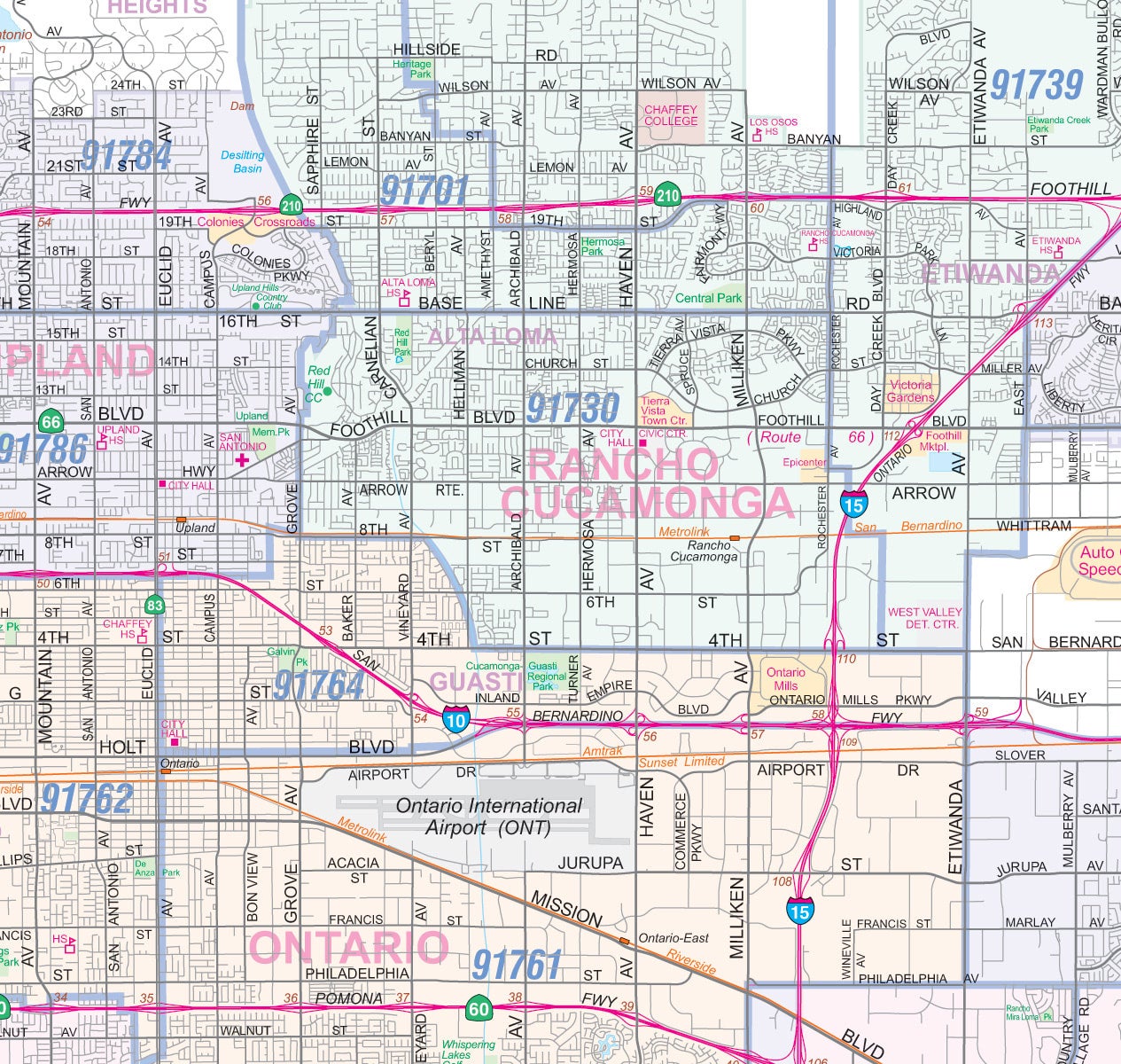 The Inland Empire Detailed Region Wall Map | Metro Maps