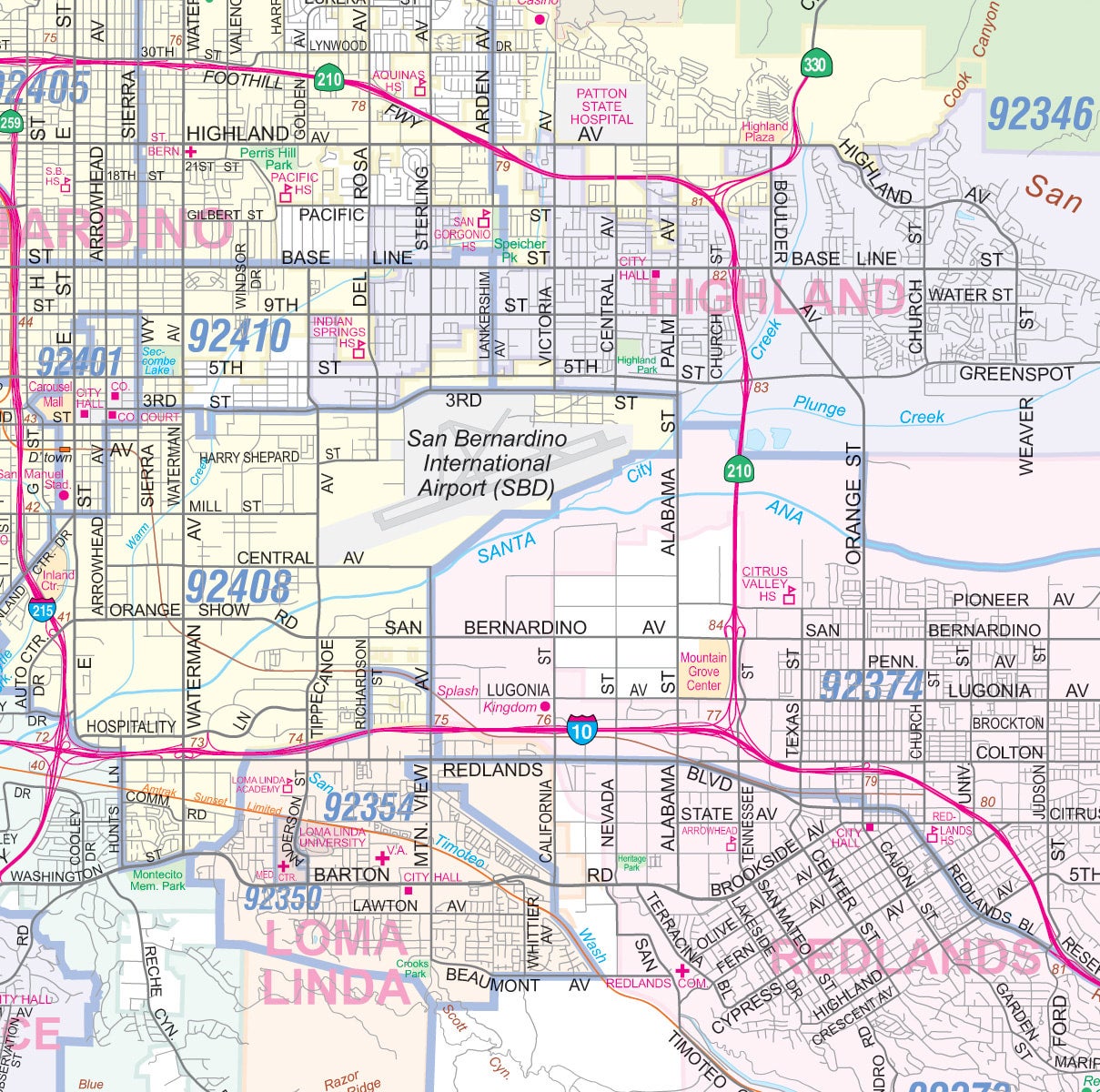 The Inland Empire Detailed Region Wall Map | Metro Maps