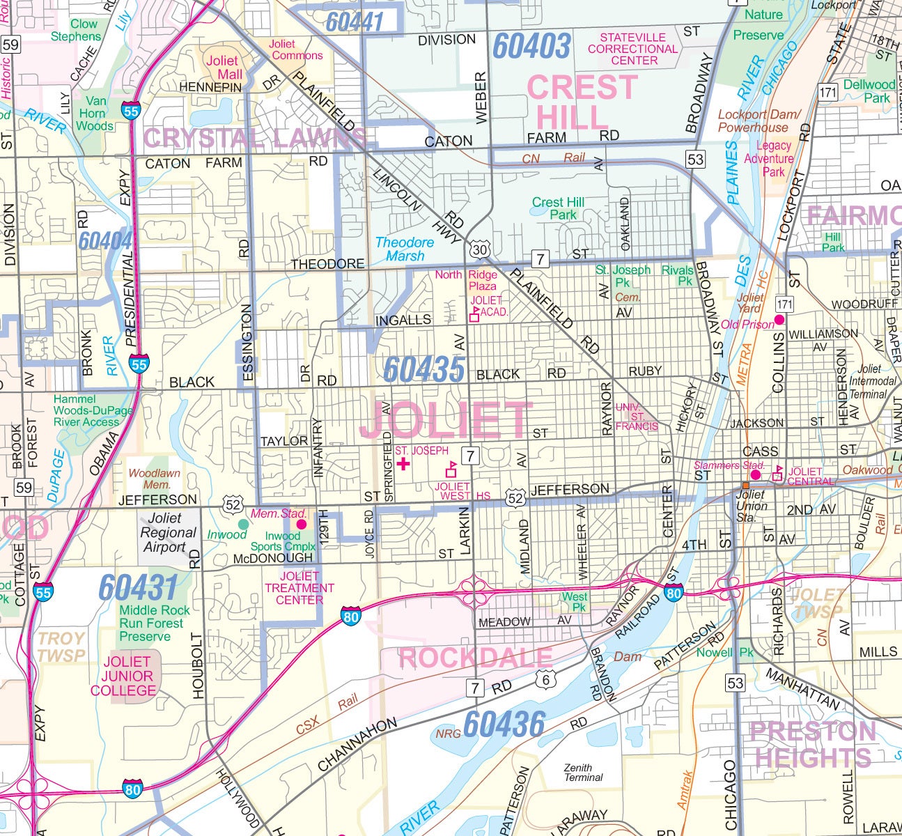 ChicagoLand Detailed Region Chicago Wall Map | Metro Maps